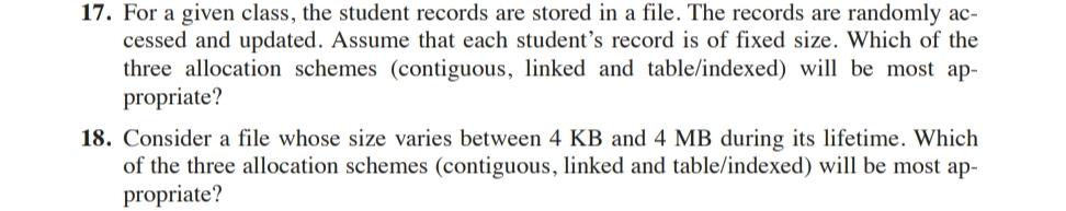 Solved For a given class, the student records are stored in | Chegg.com