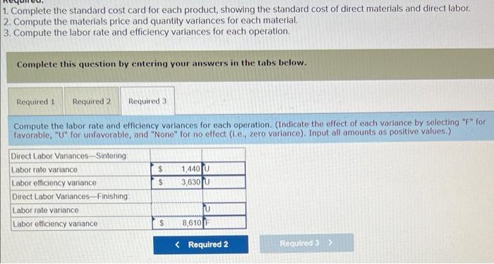 Solved 1. Complete the standard cost card for each product, | Chegg.com