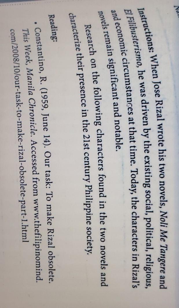 Instructions: When Jose Rizal wrote his two novels, | Chegg.com
