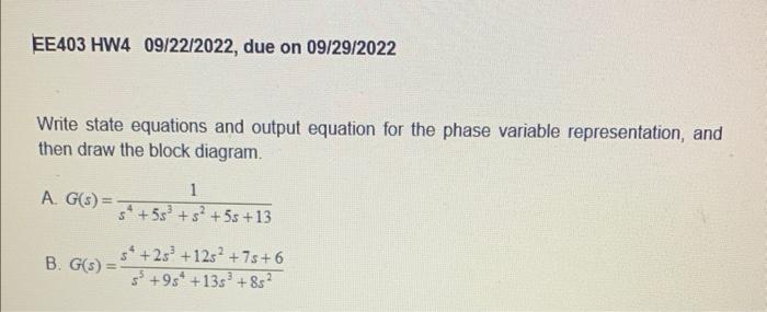 Solved Write state equations and output equation for the | Chegg.com