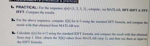 Solved 3. Calculate x[n] for 1-2 using the standard IDFT | Chegg.com