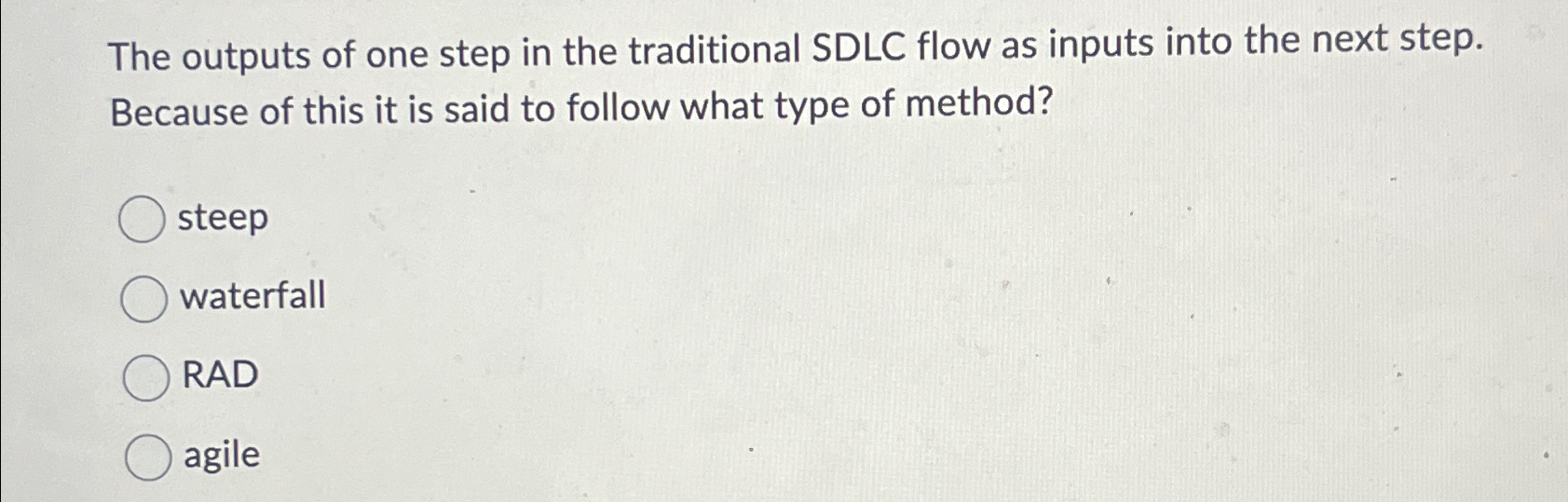 Solved The outputs of one step in the traditional SDLC flow | Chegg.com