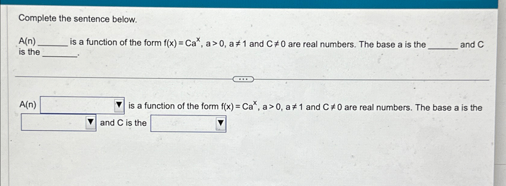 Solved Complete the sentence below.A(n) ﻿is a function of | Chegg.com