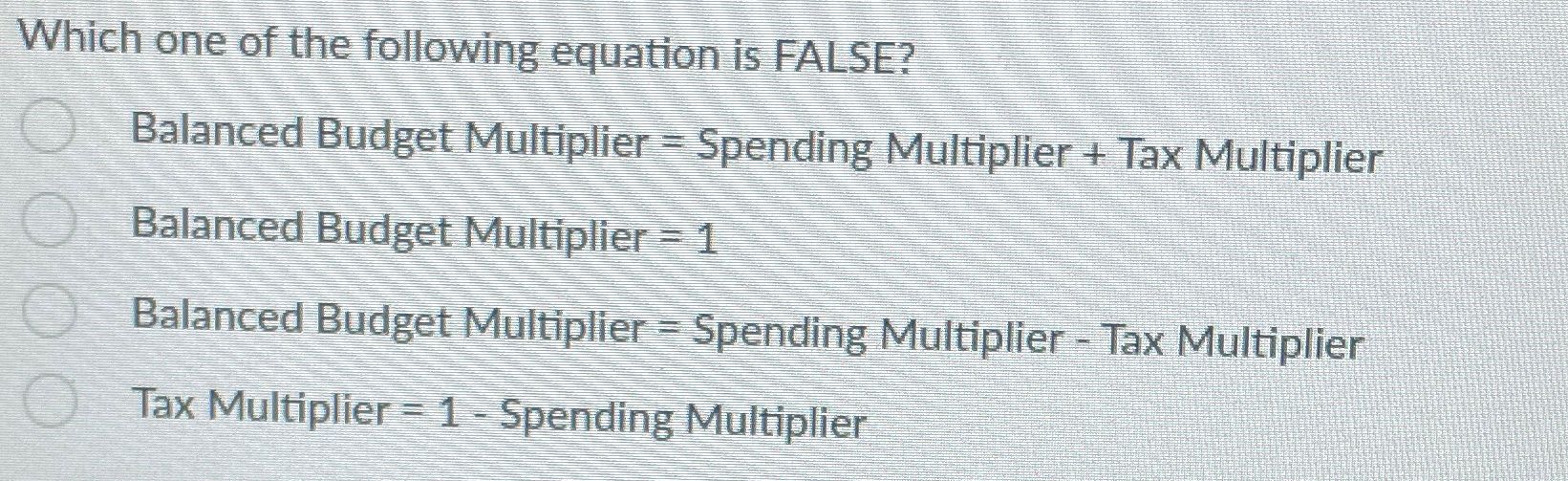 Solved Which one of the following equation is FALSE?Balanced | Chegg.com