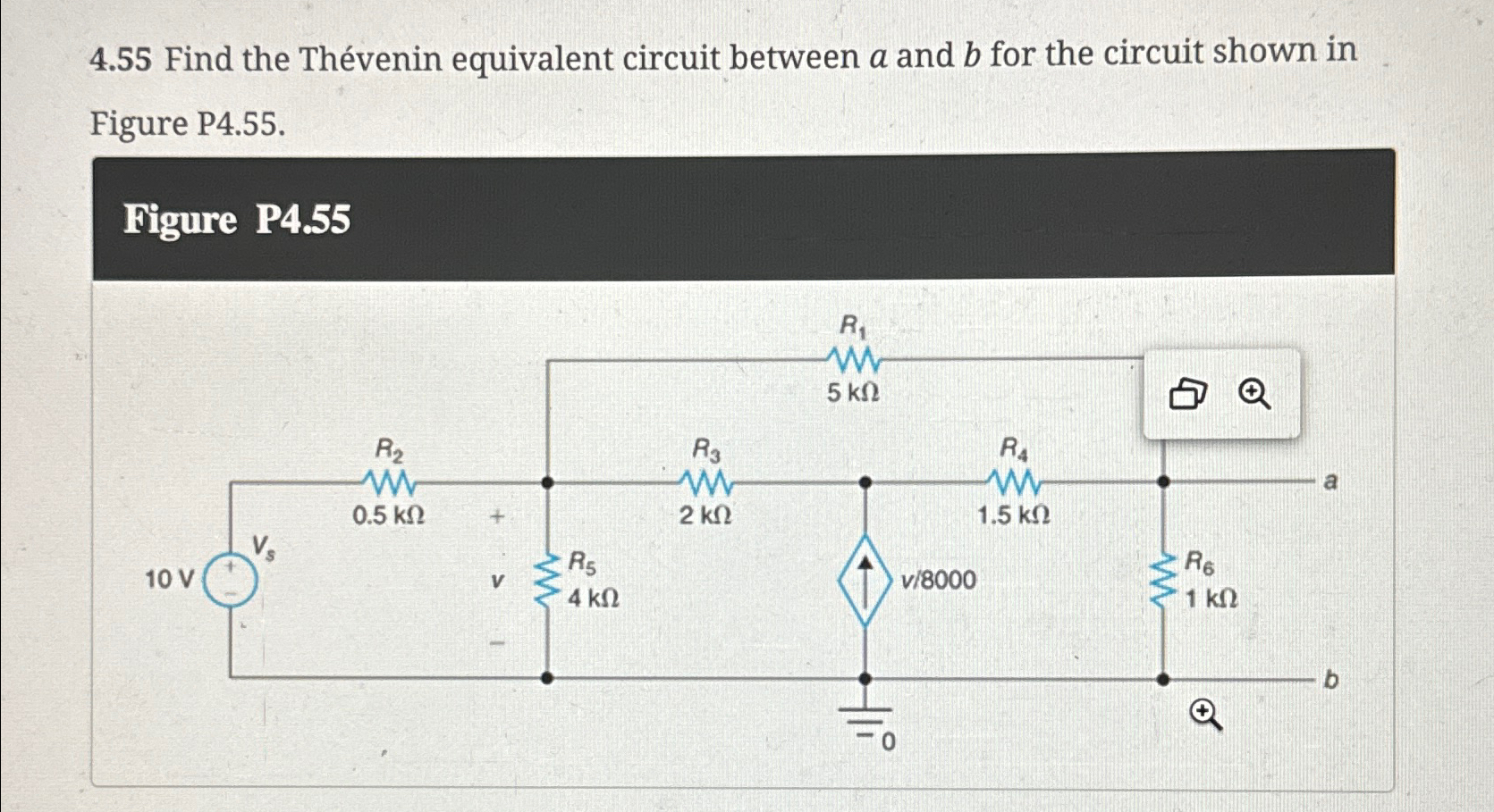 Solved 4.55 ﻿Find the Thévenin equivalent circuit between a | Chegg.com