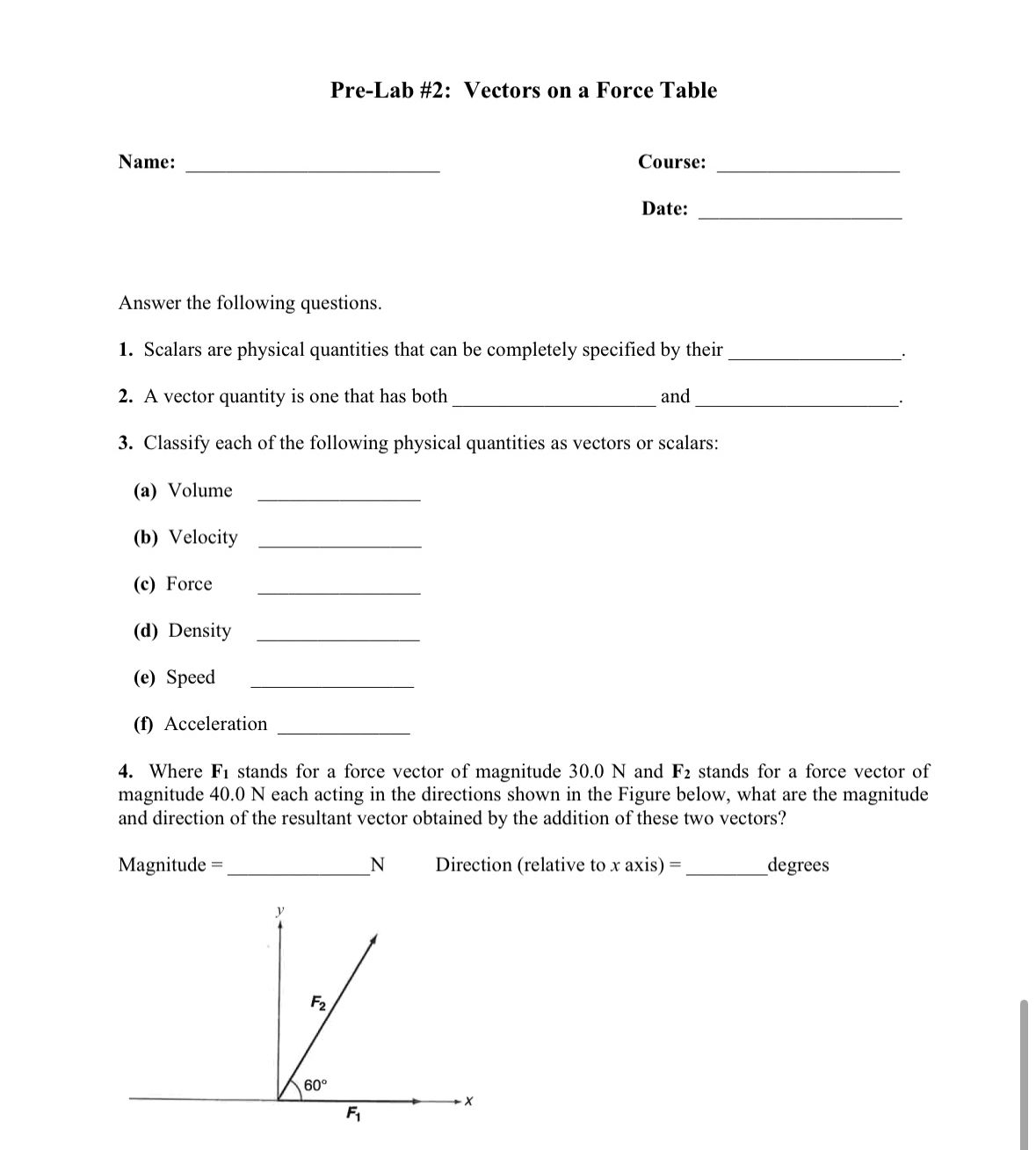 Solved Pre-Lab #2: Vectors on a Force TableName:Answer the | Chegg.com