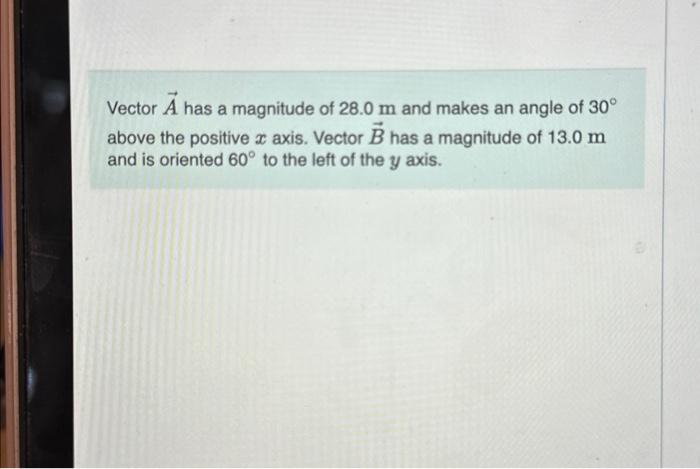 Solved Vector A Has A Magnitude Of 28 0 M And Makes An Angle