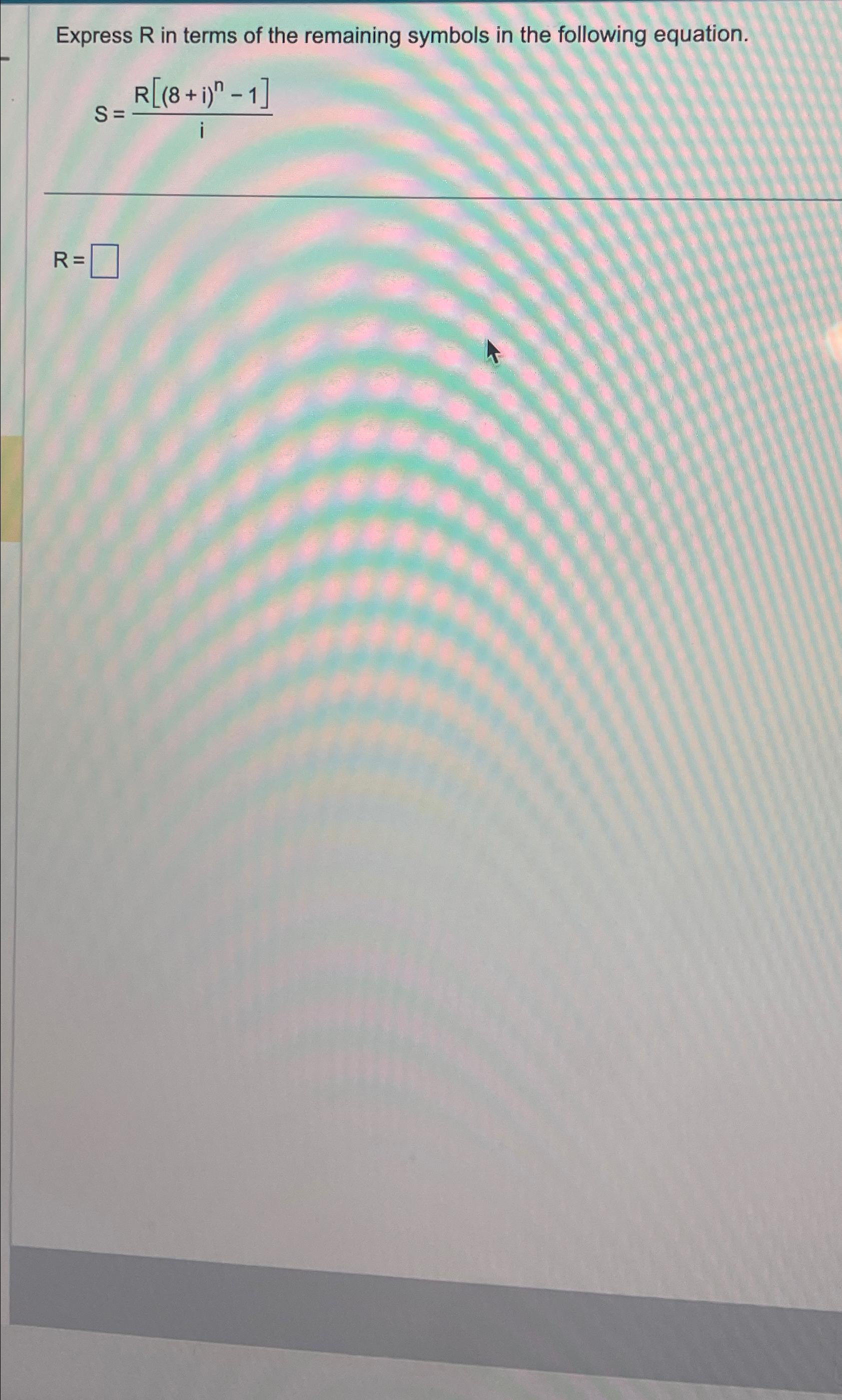 Solved Express R ﻿in terms of the remaining symbols in the | Chegg.com