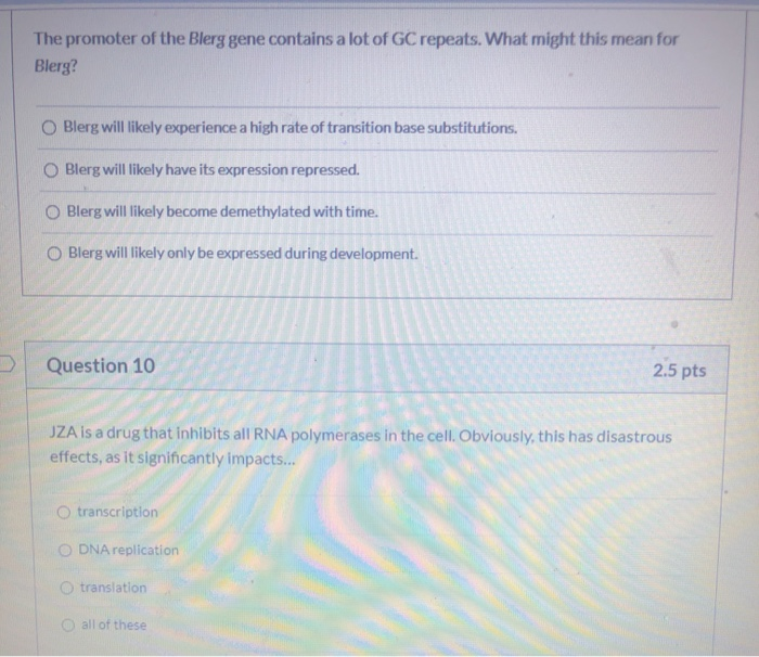 Solved The promoter of the Blerg gene contains a lot of GC | Chegg.com
