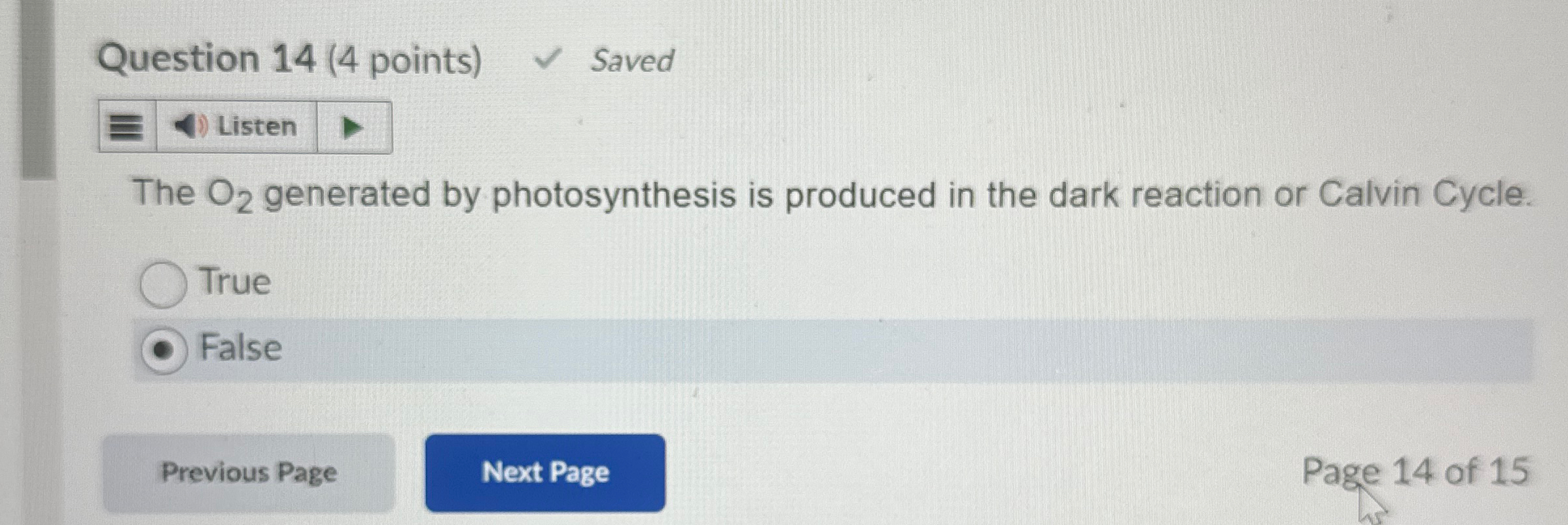 Solved Question 14 (4 ﻿points) ﻿SavedThe O2 ﻿generated by | Chegg.com