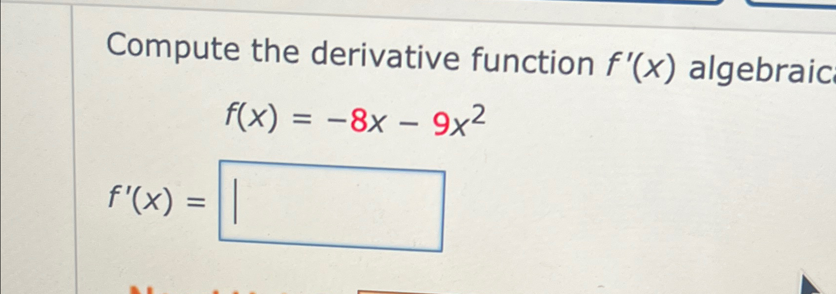 Solved Compute the derivative function f'(x) | Chegg.com