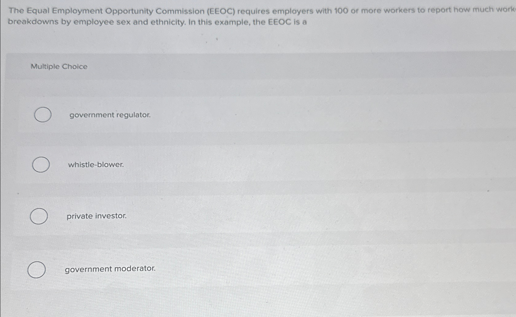 Solved The Equal Employment Opportunity Commission (EEOC) | Chegg.com