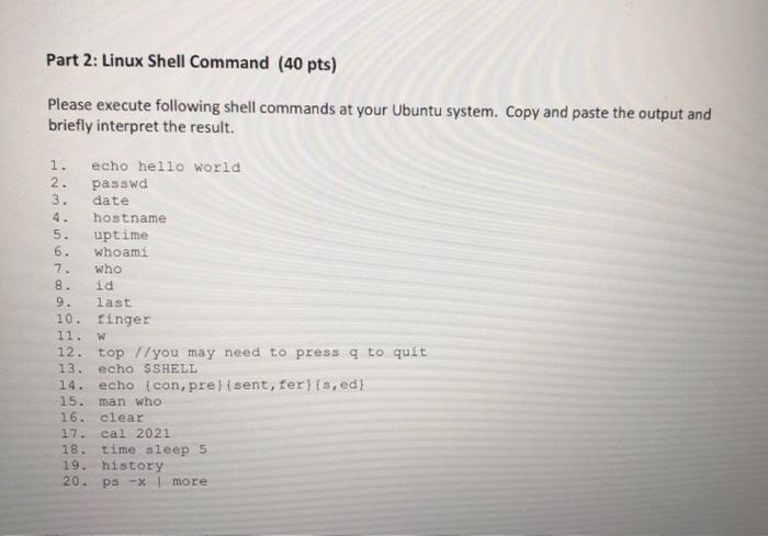 Solved Class Activity #1 (100 points) Linux Command & System | Chegg.com