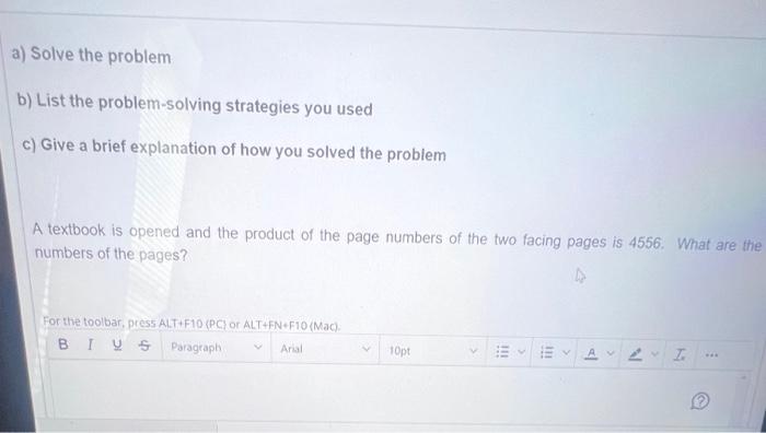 Solved a) Solve the problem b) List the problem-solving | Chegg.com