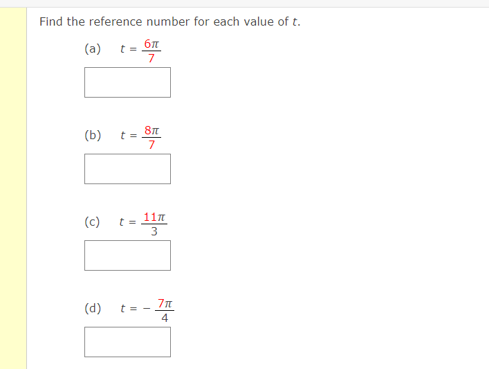 Solved Find the reference number for each value of | Chegg.com
