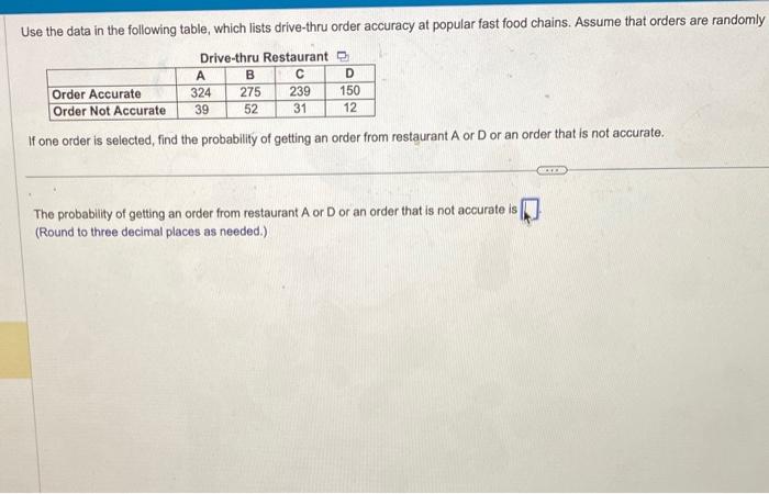 Solved Use the data in the following table, which lists | Chegg.com