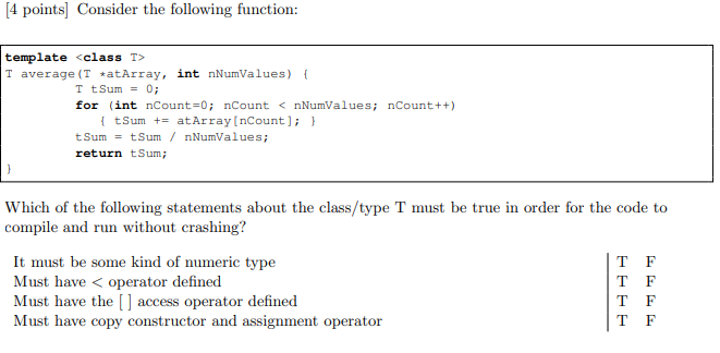 Solved [4 ﻿points] ﻿Consider the following function:Which of | Chegg.com