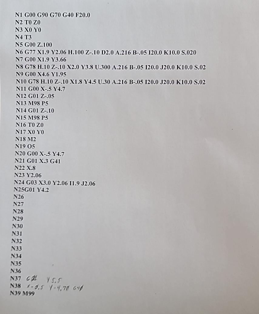 Solved write g code for lines N26 ﻿to N36 | Chegg.com