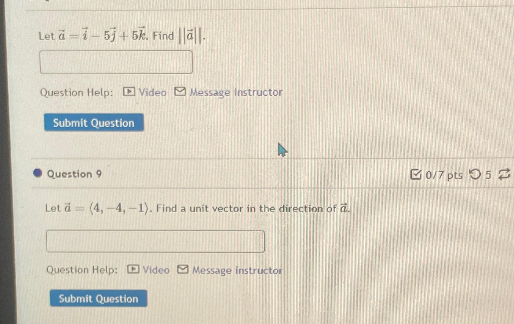 Solved Let vec(a)=vec(i)-5vec(j)+5vec(k). ﻿Find | Chegg.com