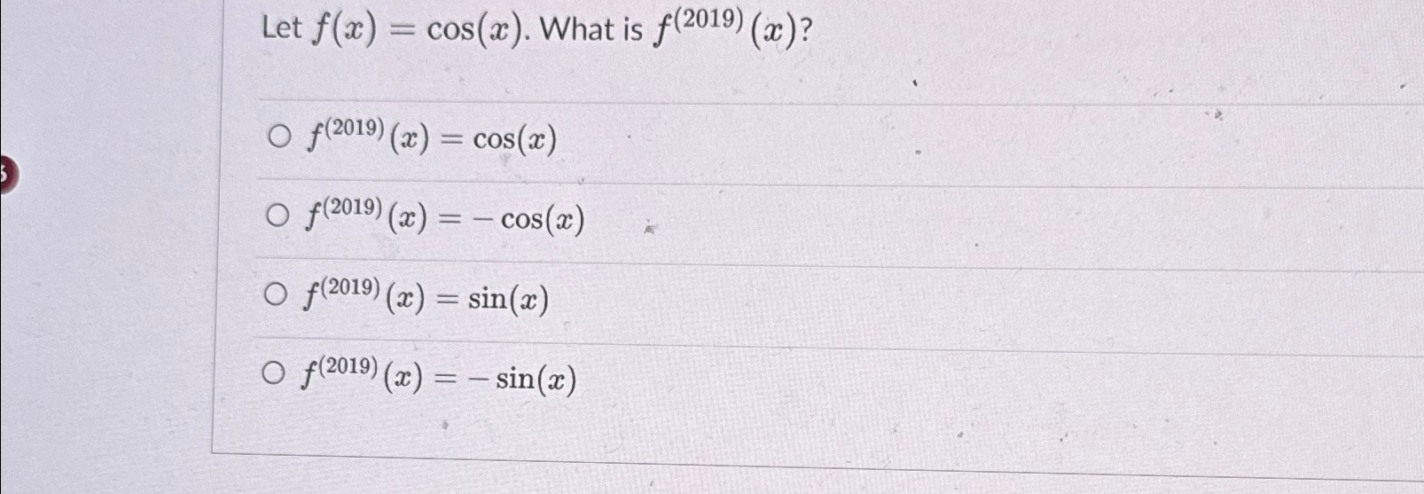 Solved Let f(x)=cos(x). ﻿What is | Chegg.com
