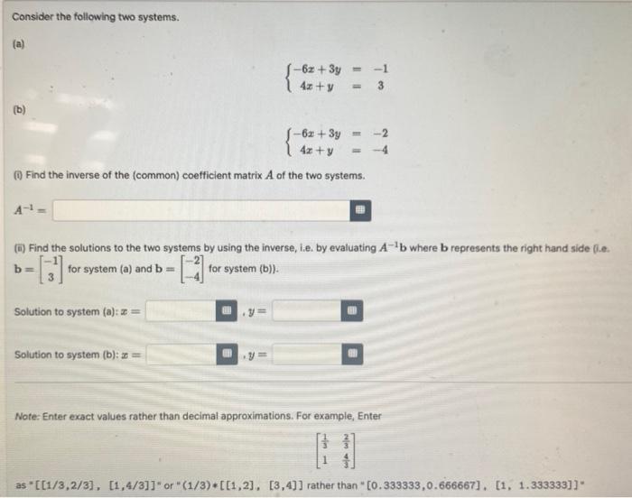 Solved Consider the following two systems. (a) | Chegg.com