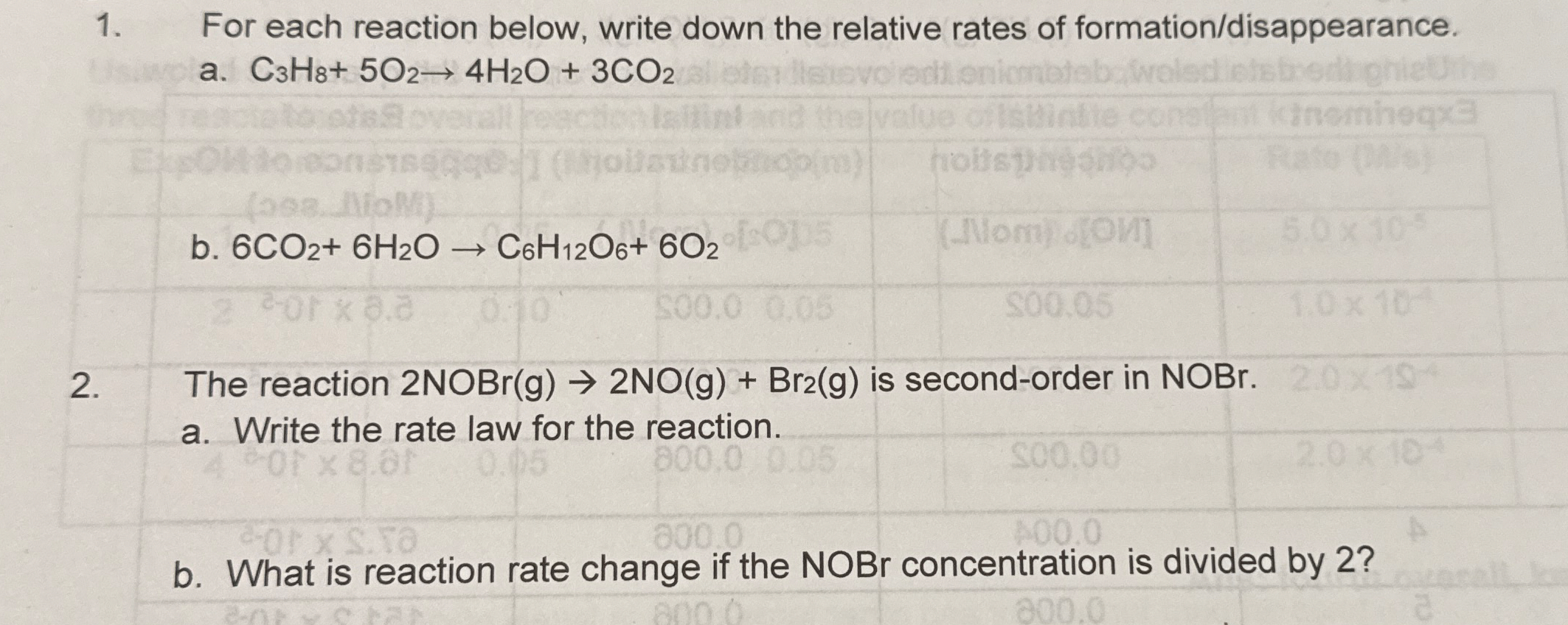 For each reaction below, write down the relative | Chegg.com