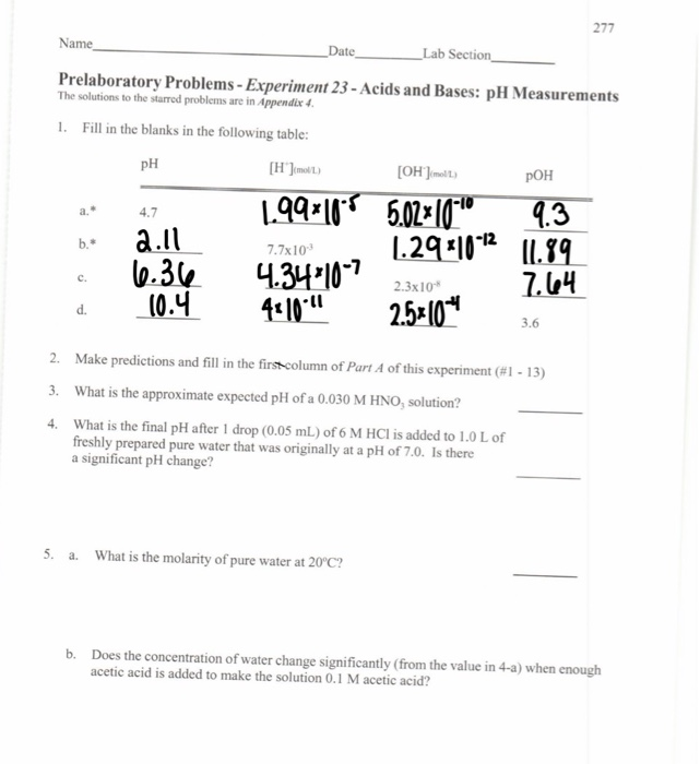 Solved 277 Name Date Lab Section Prelaboratory Problems - | Chegg.com
