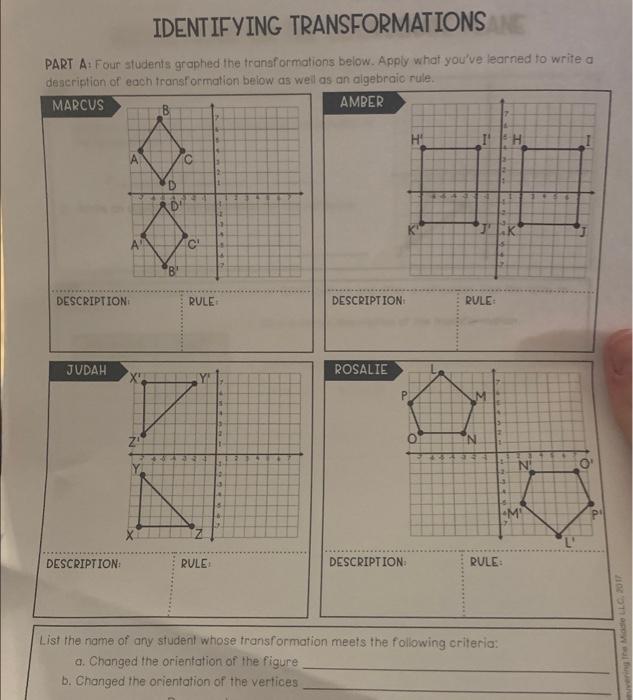 Solved IDENTIFYING TRANSFORMATIONS PART A: Four students | Chegg.com