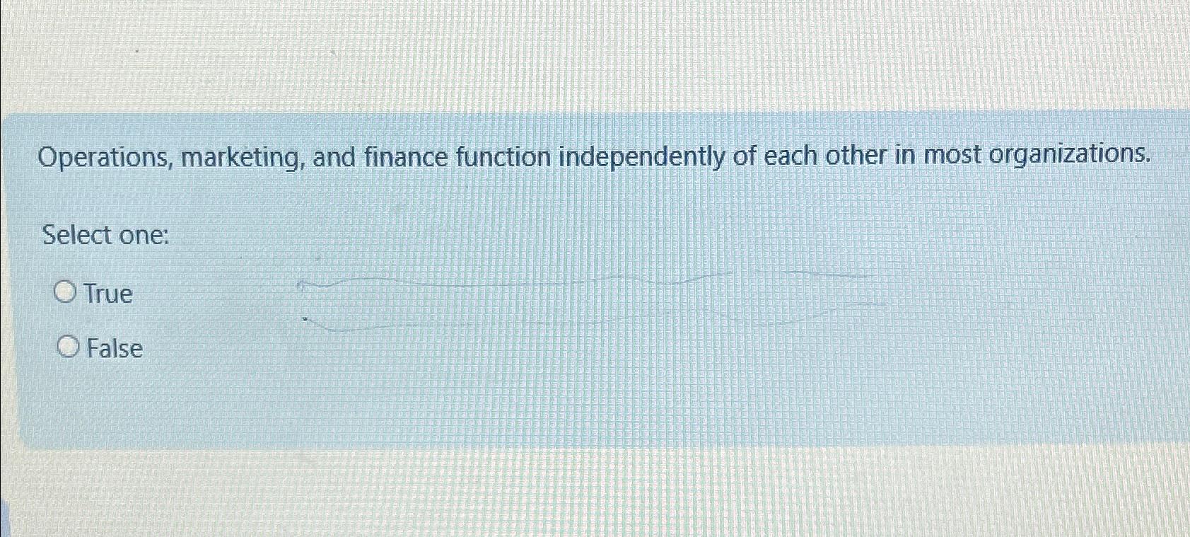 Solved Operations, marketing, and finance function | Chegg.com