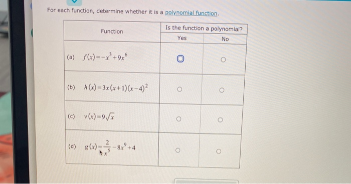 Solved For each function, determine whether it is a | Chegg.com