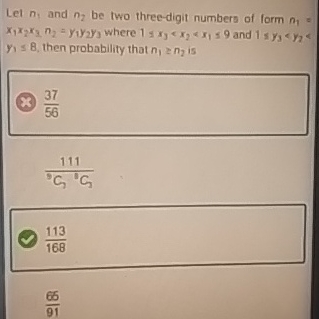 Solved Let n1 ﻿and n2 ﻿be two three-digit numbers of form | Chegg.com