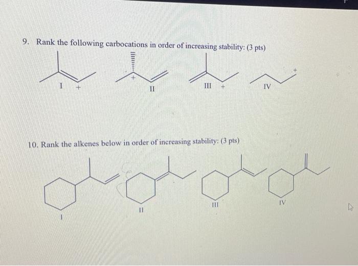 Solved rank the following carbocations in order of | Chegg.com