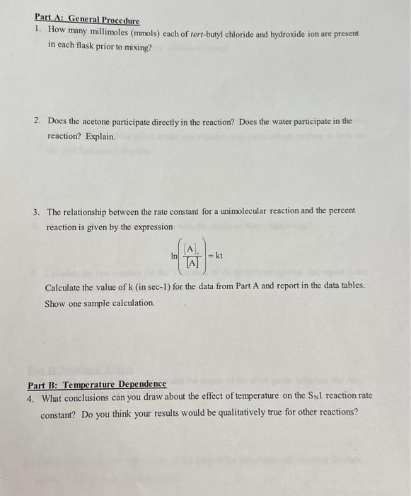 Solved Experimental Data and Calculations: Part A: General | Chegg.com
