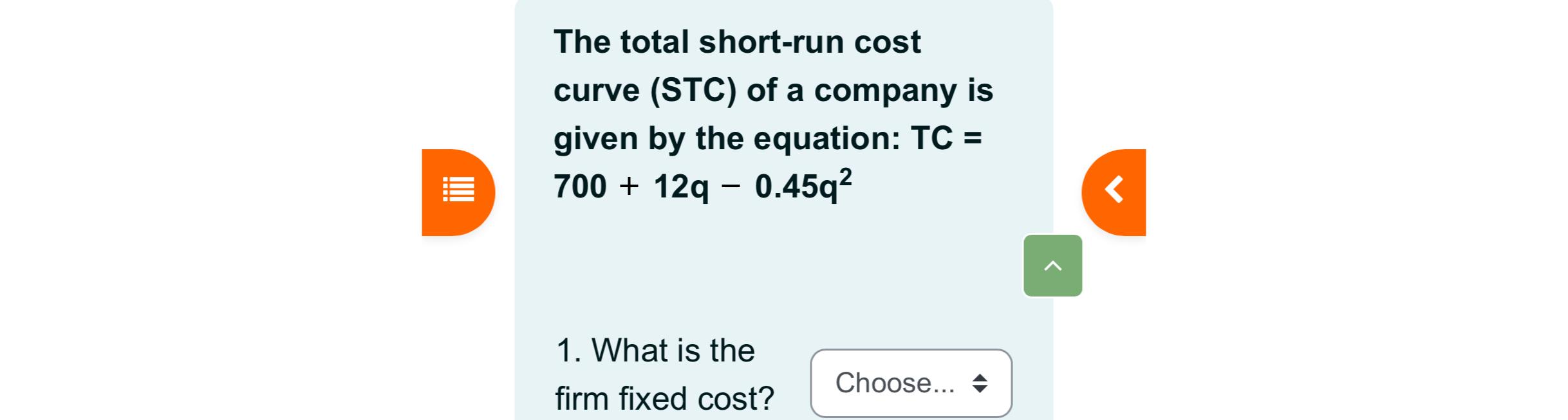 Solved The total short-run cost curve (STC) ﻿of a company is | Chegg.com