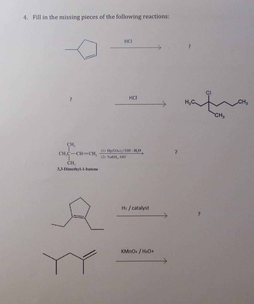 Solved 4. Fill in the missing pieces of the following | Chegg.com