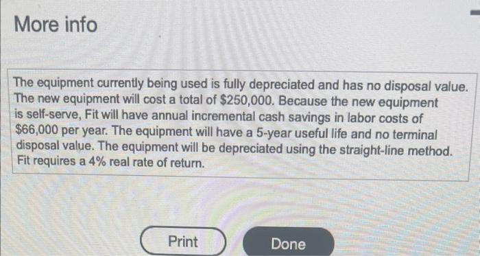 Solved More info The equipment currently being used is fully | Chegg.com