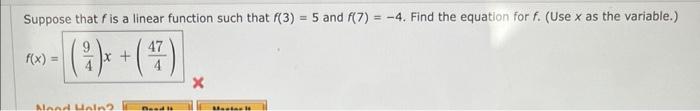 Solved Suppose that f is a linear function such that f(3)=5 | Chegg.com
