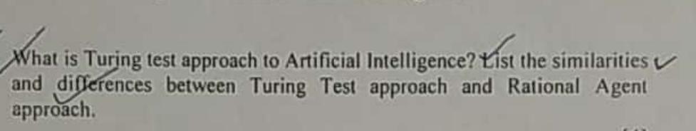 Solved What is Turing test approach to Artificial | Chegg.com