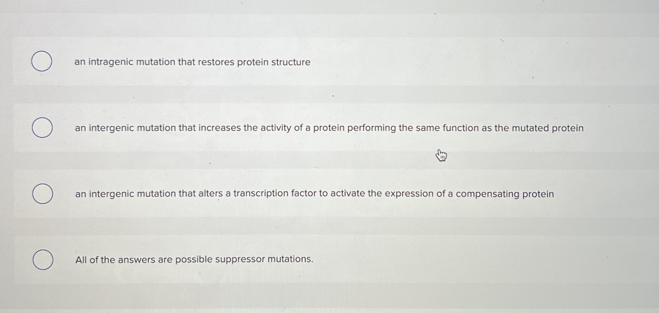 Solved an intragenic mutation that restores protein | Chegg.com