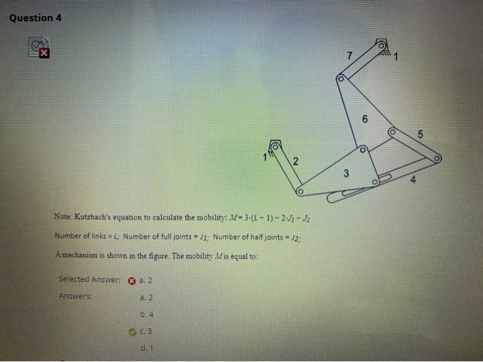 Solved Question 3 X 3 1 2 Note: Kutzbach's equation to | Chegg.com