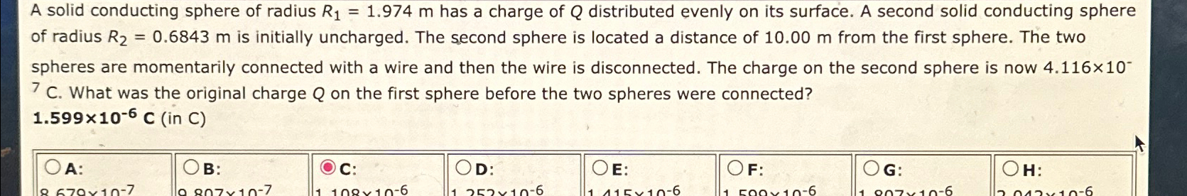 Solved A solid conducting sphere of radius R1=1.974m ﻿has a | Chegg.com