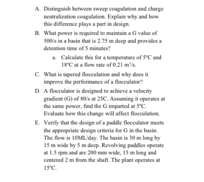 Solved A. Distinguish between sweep coagulation and charge | Chegg.com