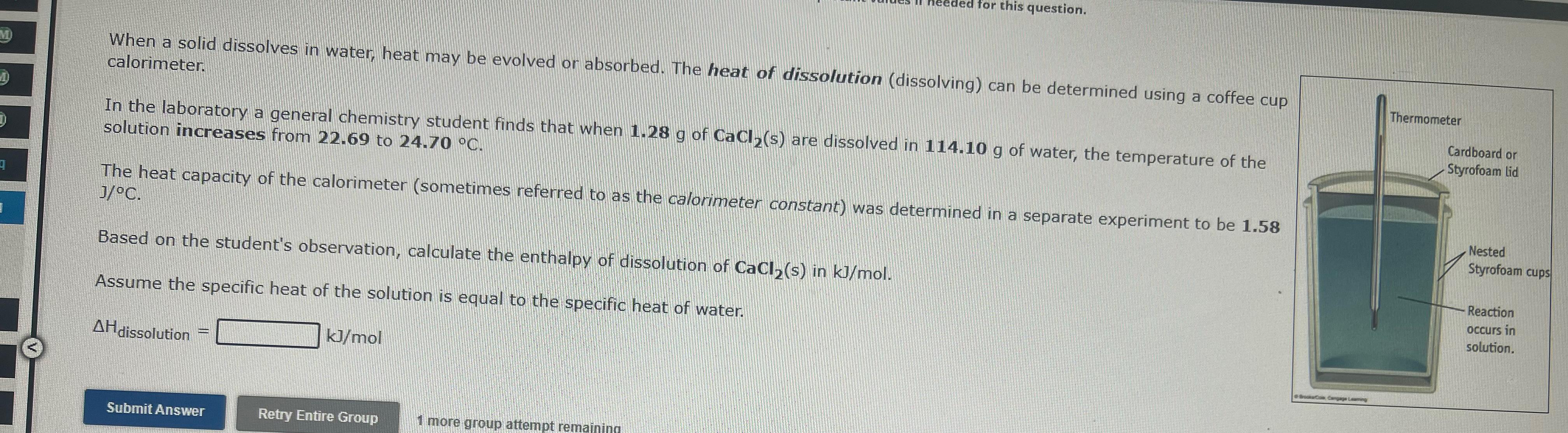 Solved When a solid dissolves in water, heat may be evolved | Chegg.com