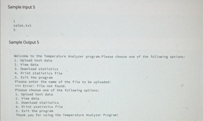 Solved Welcome to the Temperature Analyzer program.Please | Chegg.com