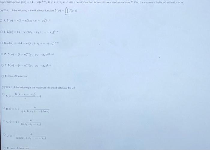 Solved 5 polnts) Suppose f(x)=(4−w)x3−6,0 | Chegg.com