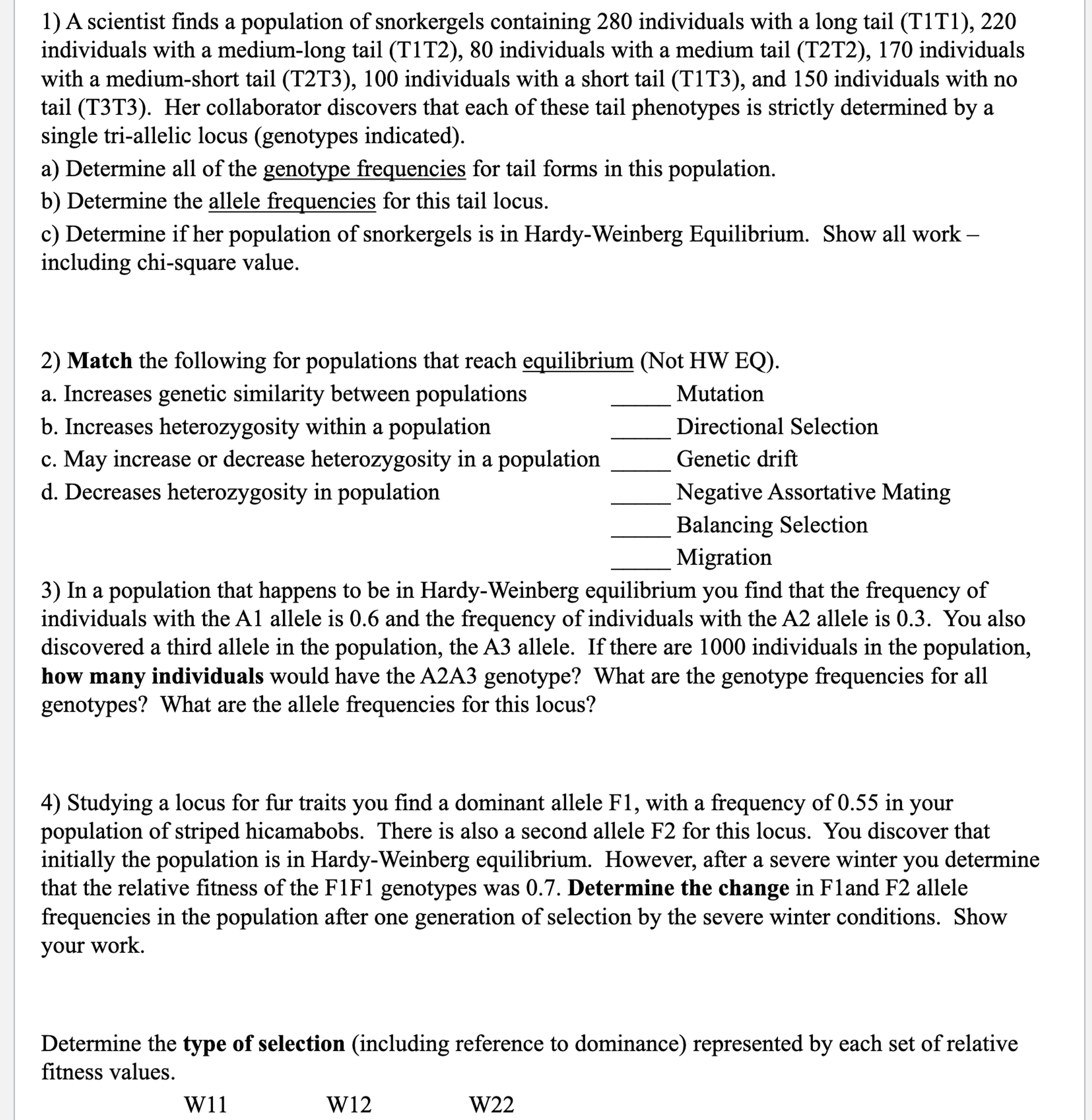 Solved ractice Problems for Evolution – ﻿Population | Chegg.com