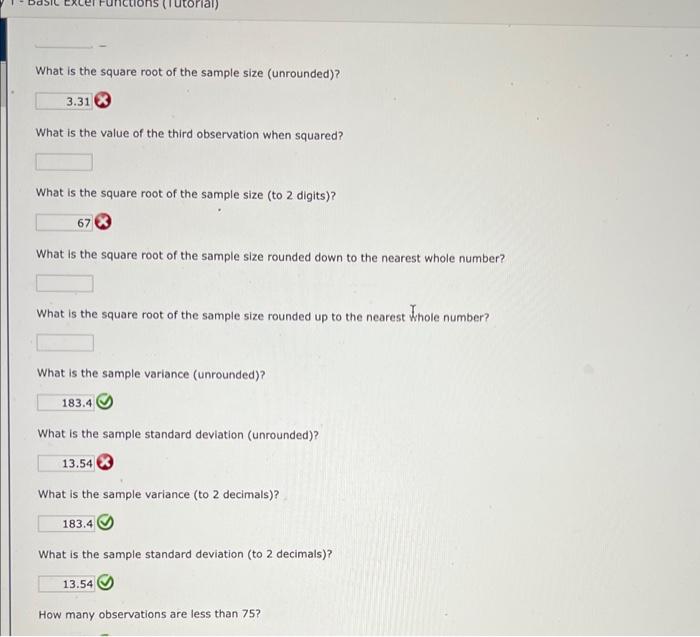Solved What is the square root of the sample size | Chegg.com