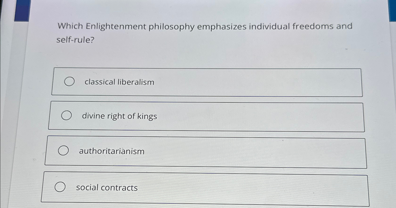 Solved Which Enlightenment philosophy emphasizes individual | Chegg.com