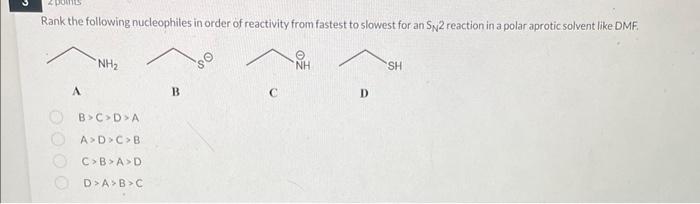 Solved rank the following molecules in order of reactivity | Chegg.com