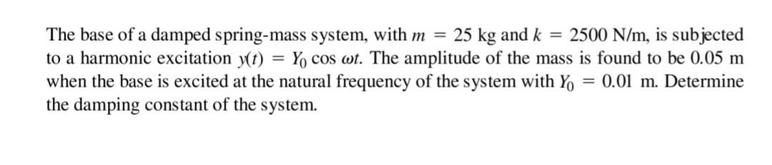Solved The base of a damped spring-mass system, with m = 25 | Chegg.com
